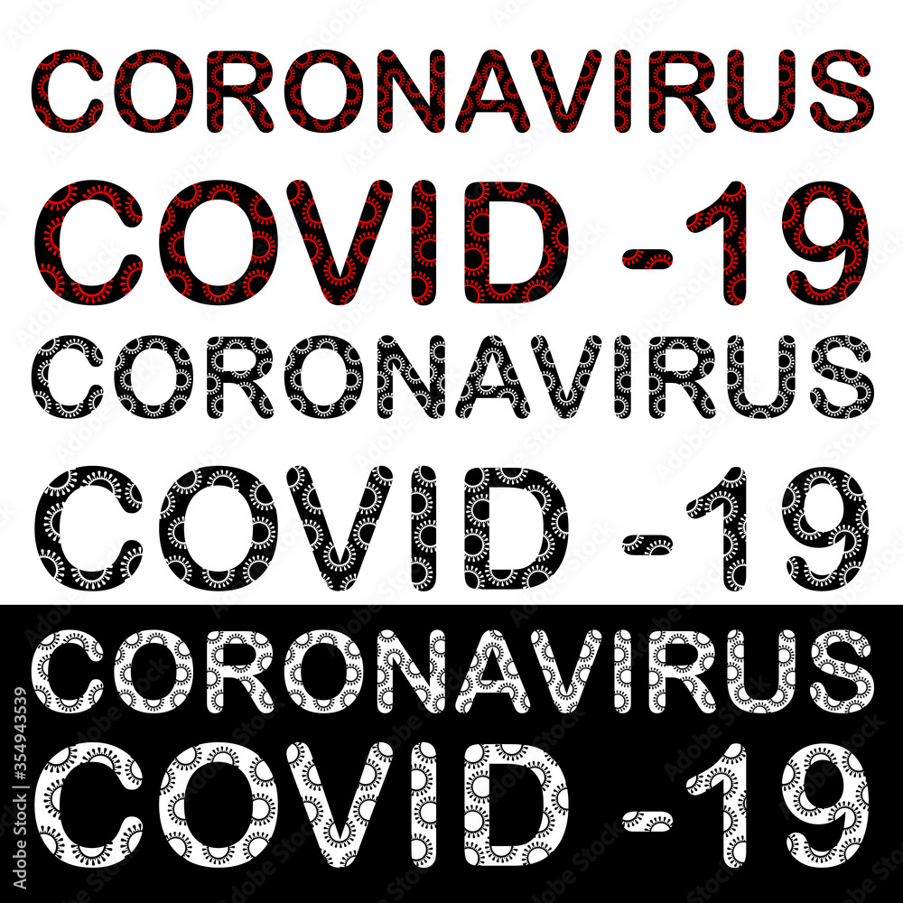 COVID 19. Coronavirus word. Illustration names of the virus consisting ...