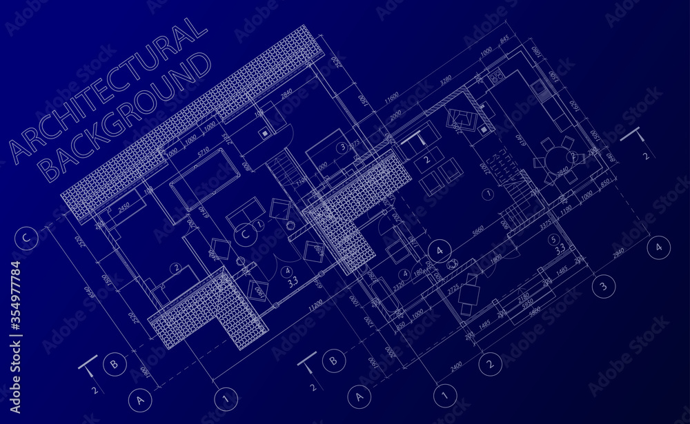 Floor plans of a modern suburban house. Detailed architectural plans ...