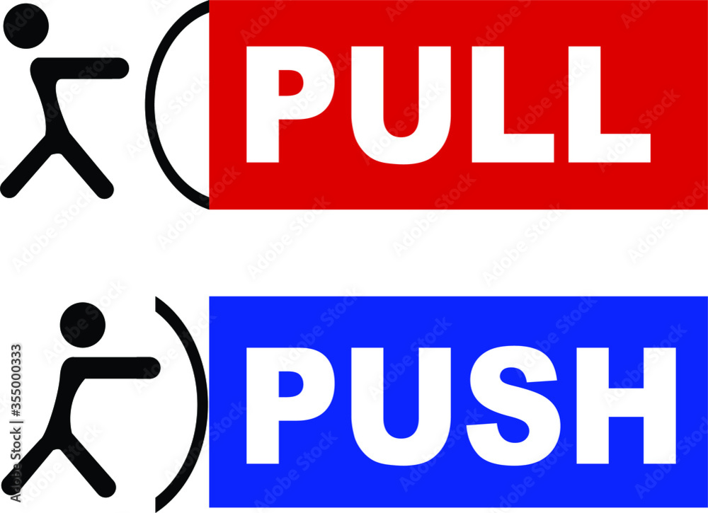 Push pull door open close sign notice vector Stock Vector | Adobe Stock