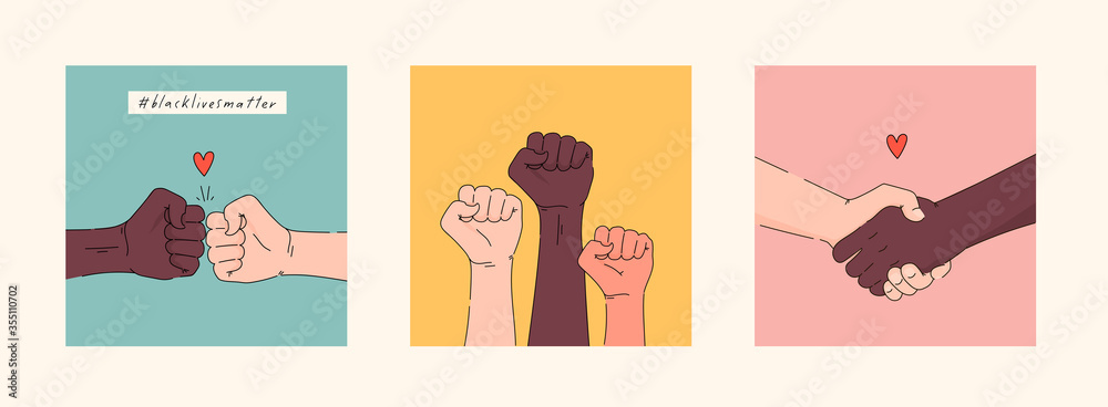 Black lives matter hand drawn poster, card collection. Hashtag blm ...