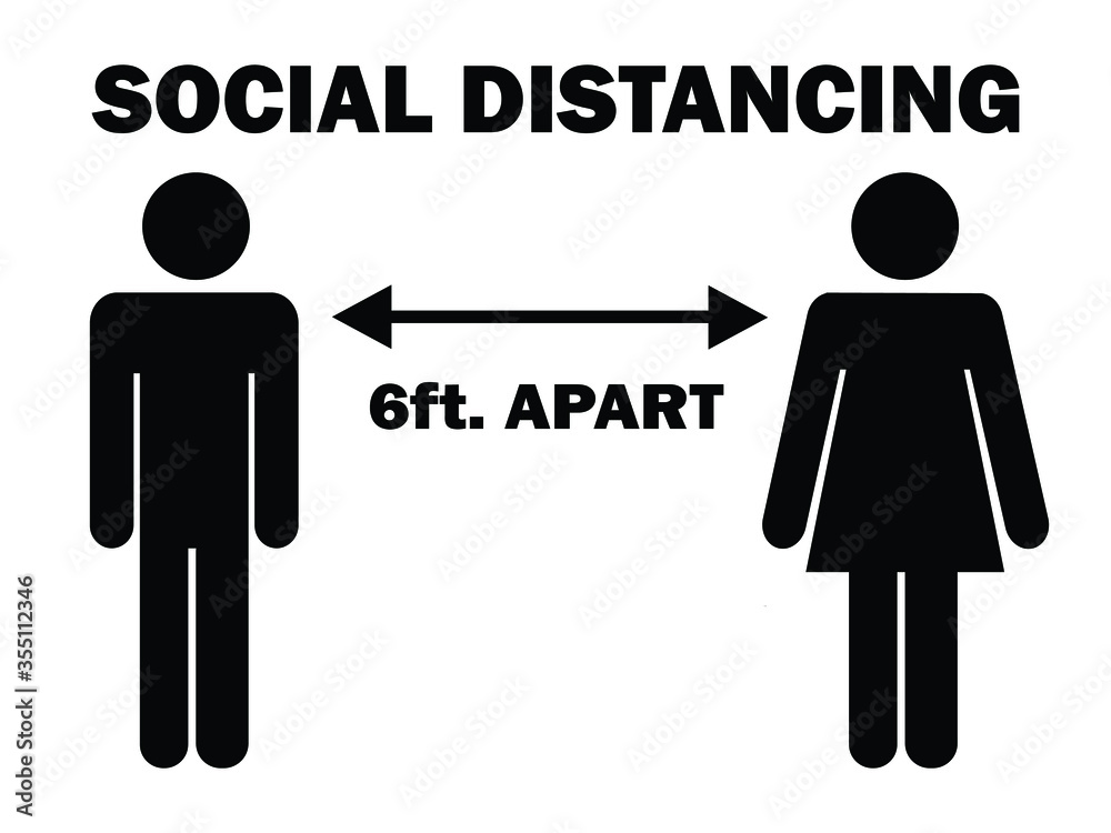 Social Distancing 6 ft. Apart Man Woman Stick Figure. Pictogram ...