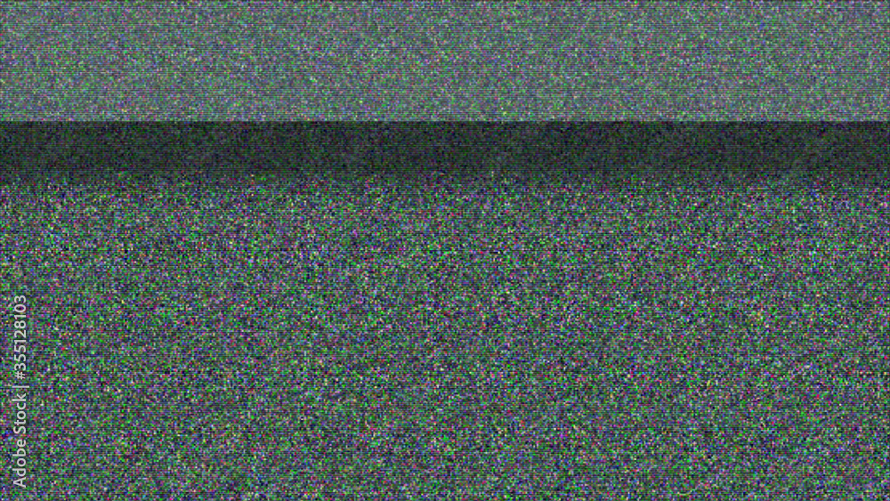 Horizontal distortion of broken video image on black background, VHS ...