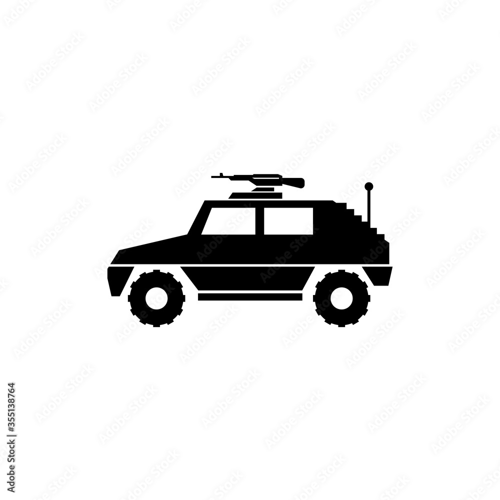 Military Vehicle Suv with Mounted Machine Gun. Flat Vector Icon ...