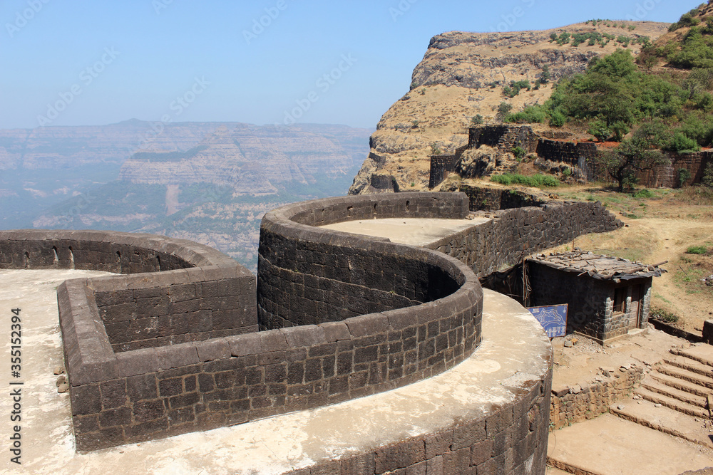 Raigad fort walls and bastion, Raigad, Maharashtra, India. 350-year-old ...