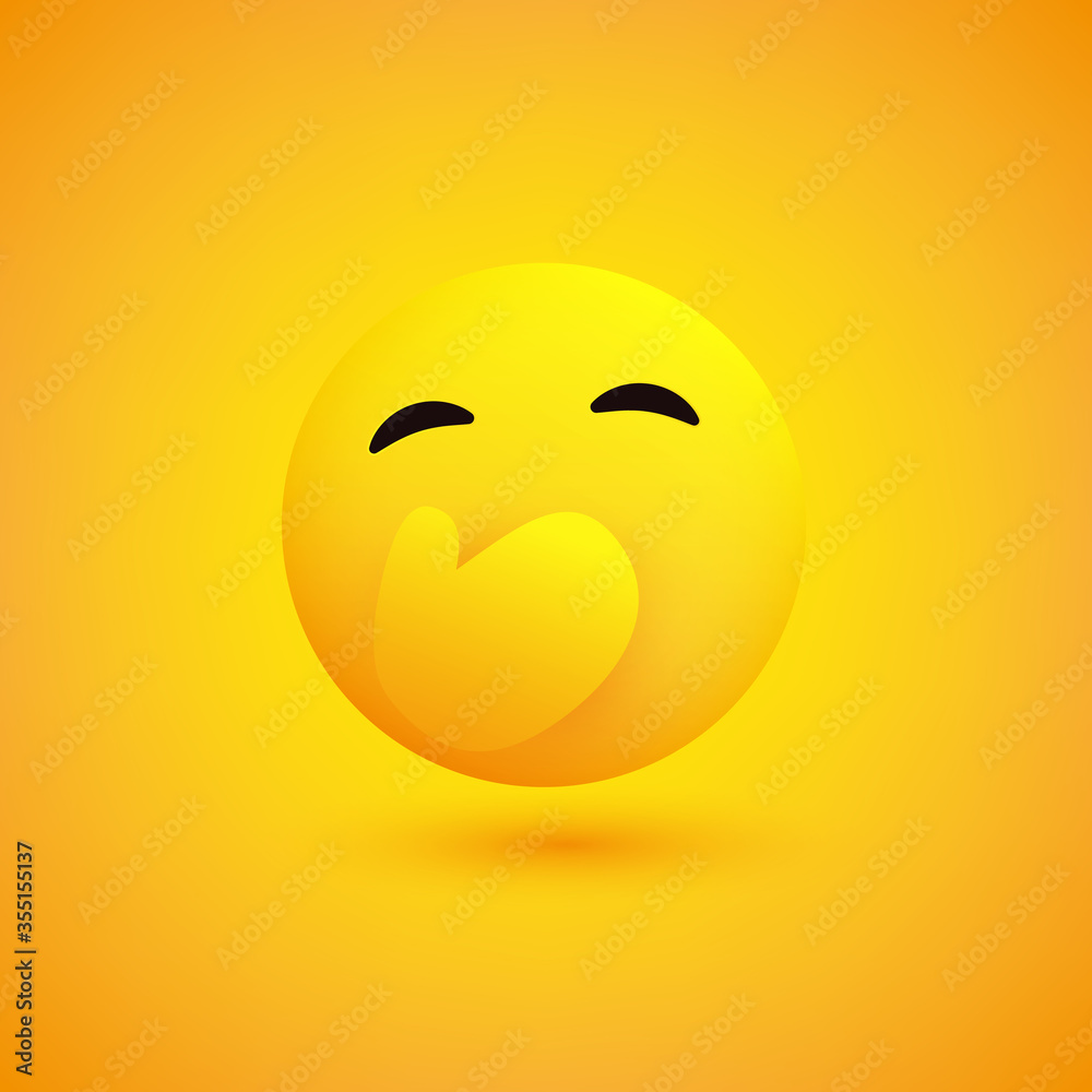 Hand Over Mouth - Embarrassed Laughing Emoticon with Closed Eyes ...