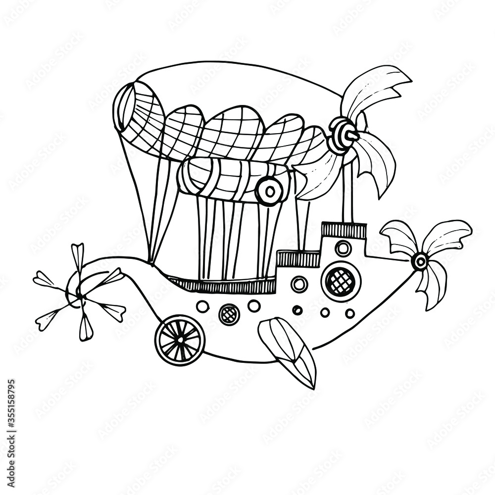 Image vectorielle Stock Vector drawing of a fantastic airship ...