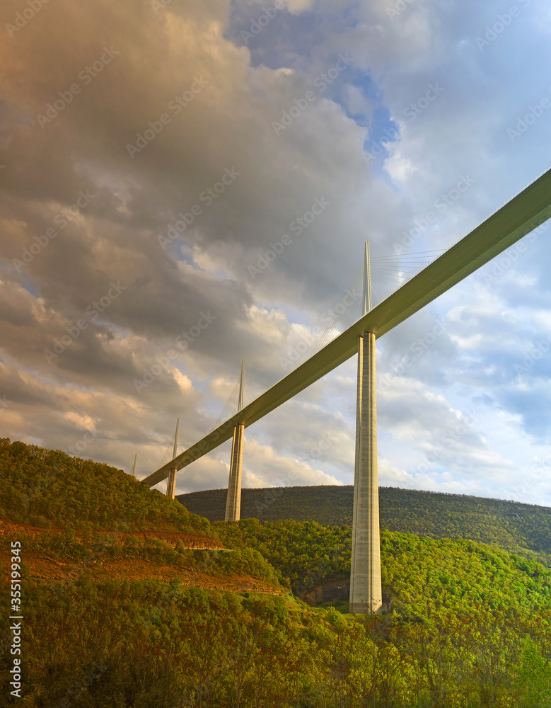 Tarn River Valley and Millau Viaduct, Aveyron Departement. One of the ...