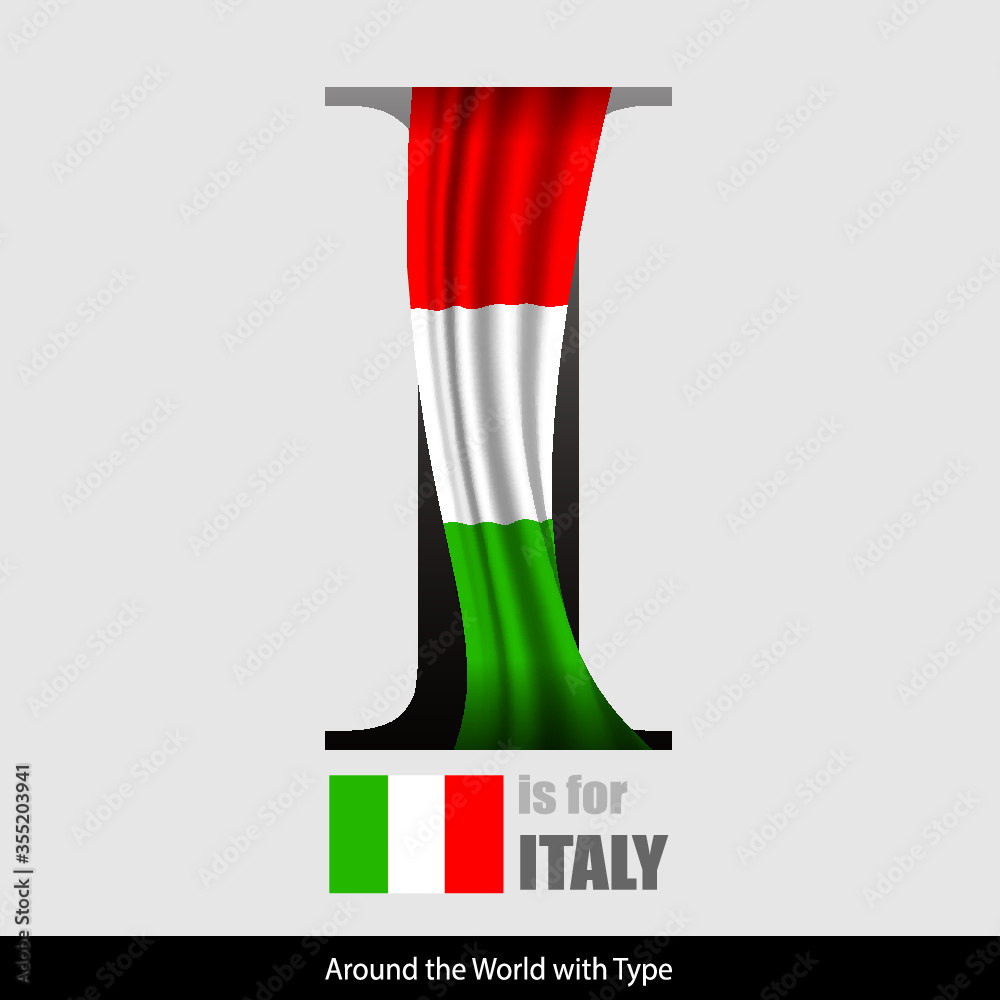 Vector Letter I is for Italy flag. Design Matches Letters Of The ...