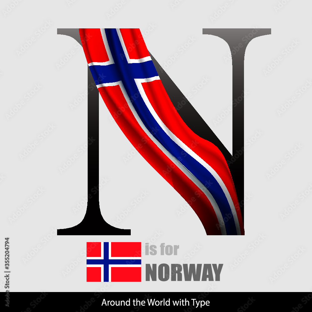 Vector Letter N is for Norway flag. Design Matches Letters Of The ...
