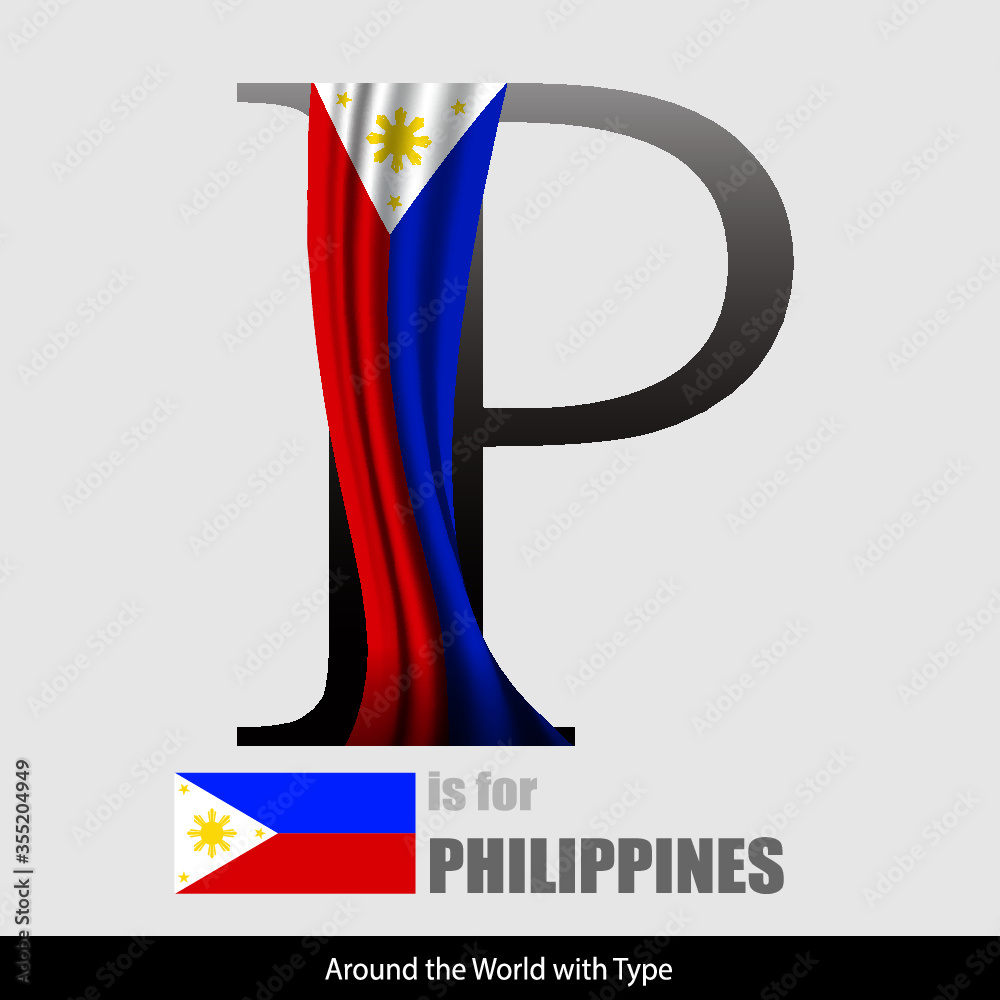 Vector Letter P is for Philippines flag. Design Matches Letters Of The ...