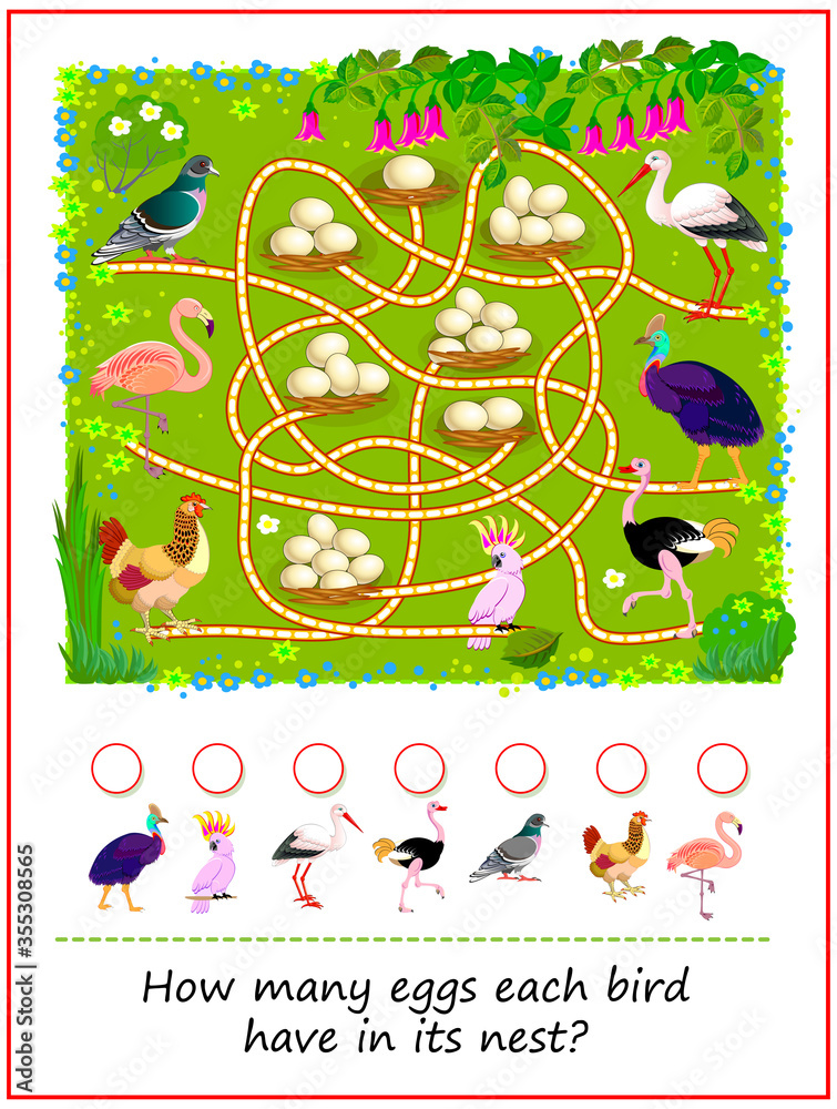 Image vectorielle Stock Math education for children. How many eggs each ...