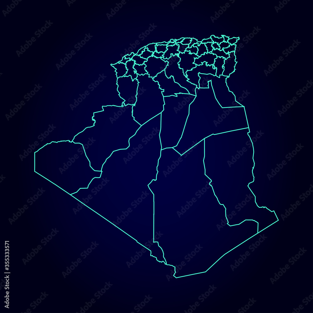 High Detailed Blue Map of Algeria isolated on white background. Vector ...
