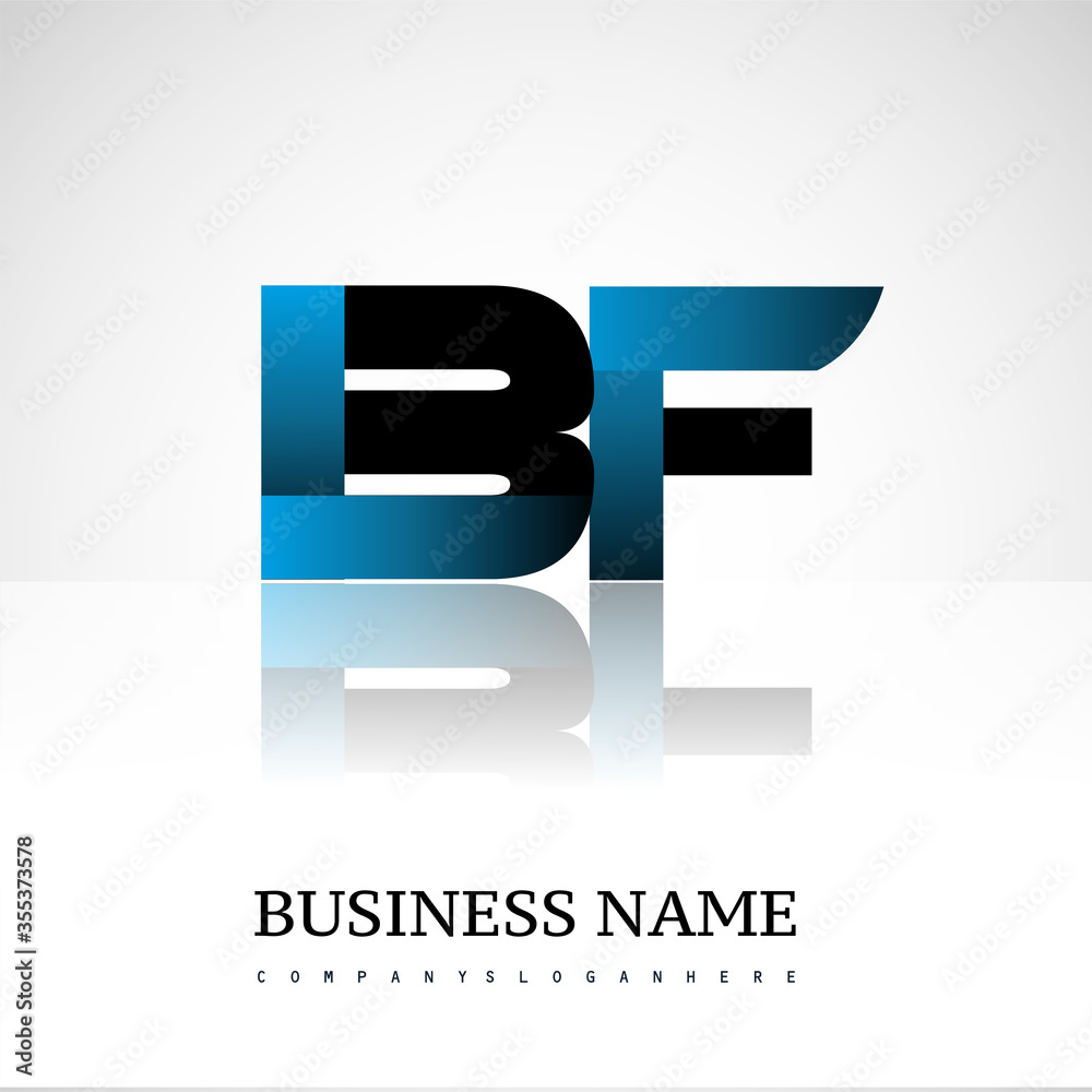 Initial letter BF uppercase modern and simple logo linked blue and ...