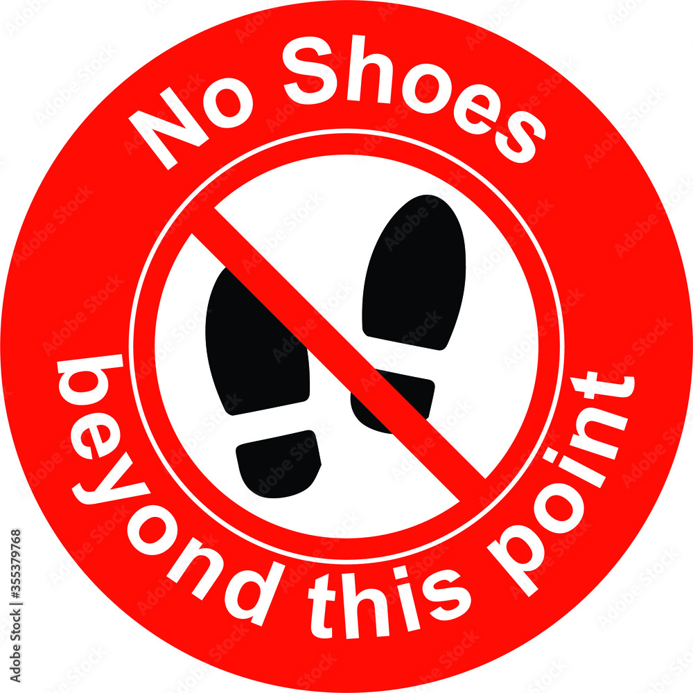No shoes beyond this point red label seal sticker notice vector Stock ...