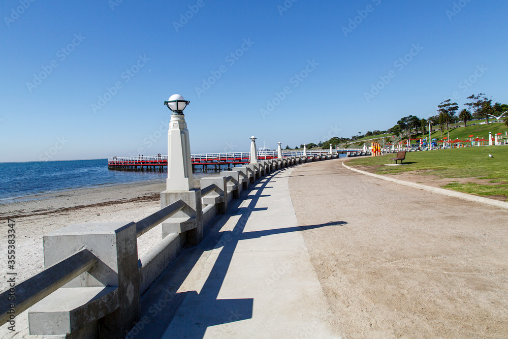 Eastern Beach Swimming Enclosure on Corio Bay opened in the 1930's is a ...