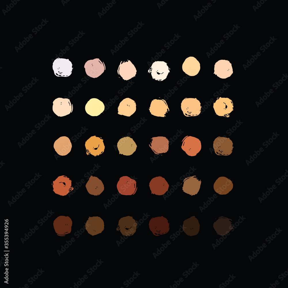 Skin tone color palette swatches. Color palette from dark to light ...