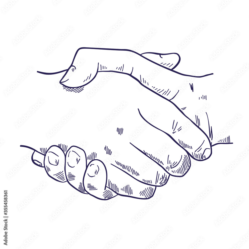 Hand drawn sketch illustration of a handshake Stock Vector | Adobe Stock