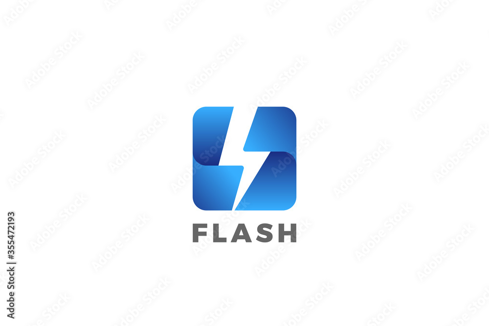 Flash Bolt Energy Logo Power design vector template Negative space ...