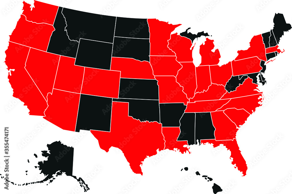 USA map. states where protests are held due to racism Stock Vector ...