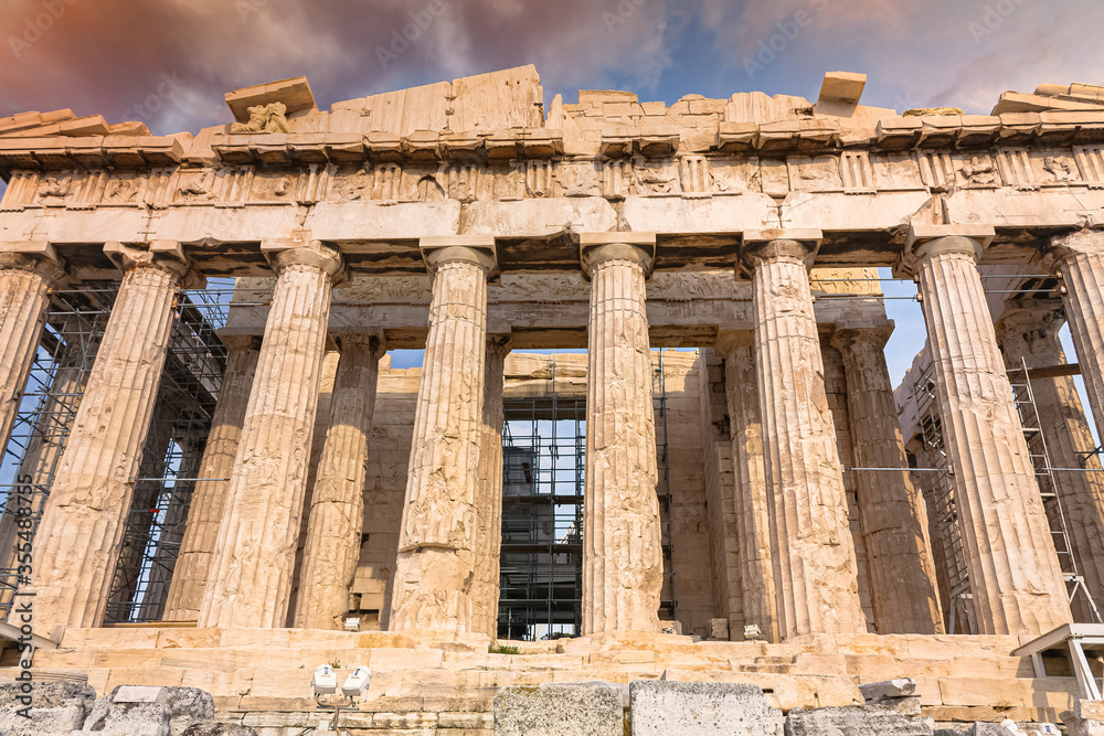 Parthenon temple on the Acropolis of Athens, dedicated to the maiden ...
