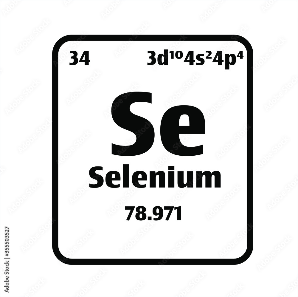 Selenium (Se) button on black and white background on the periodic ...