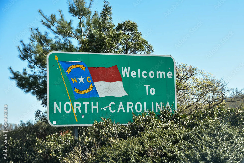 Welcome to North Carolina road sign in the USA Stock Photo | Adobe Stock