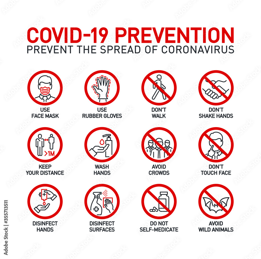 Coronavirus covid19 prevention creative illustration banner. Word ...