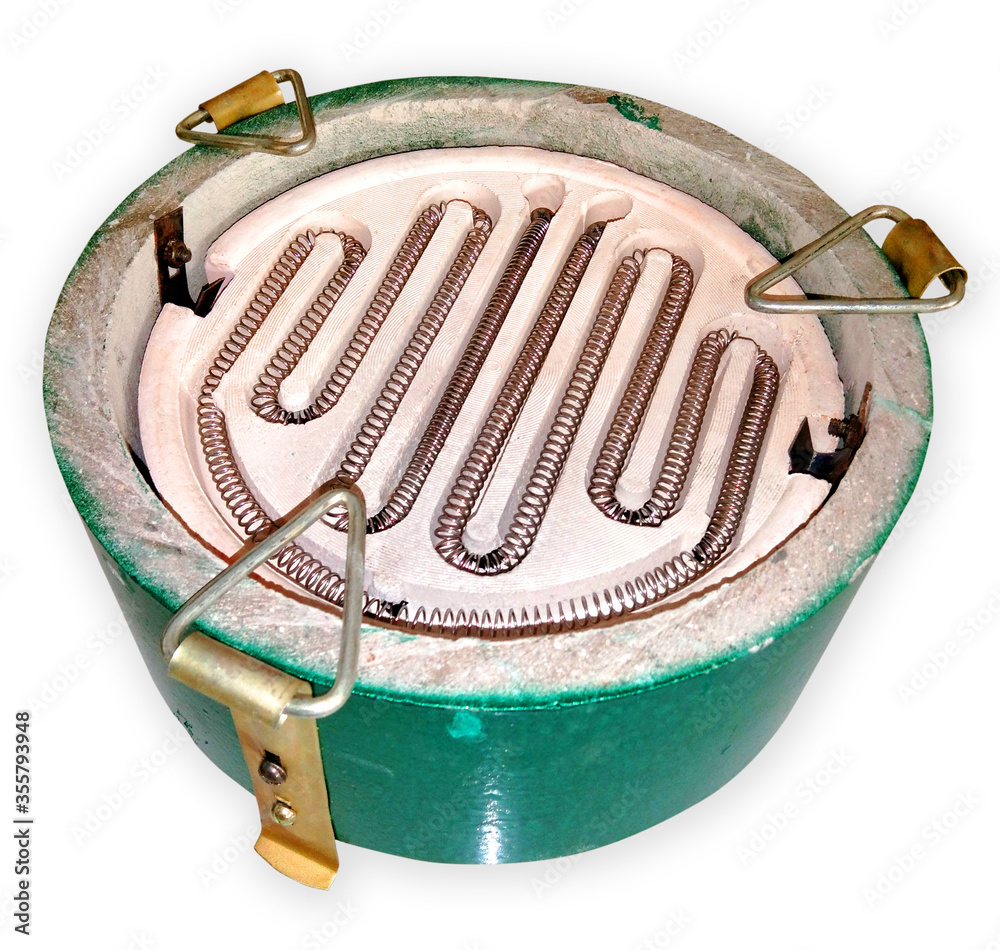 Heating element.Electric Heater coil Close up photo isolated in white ...