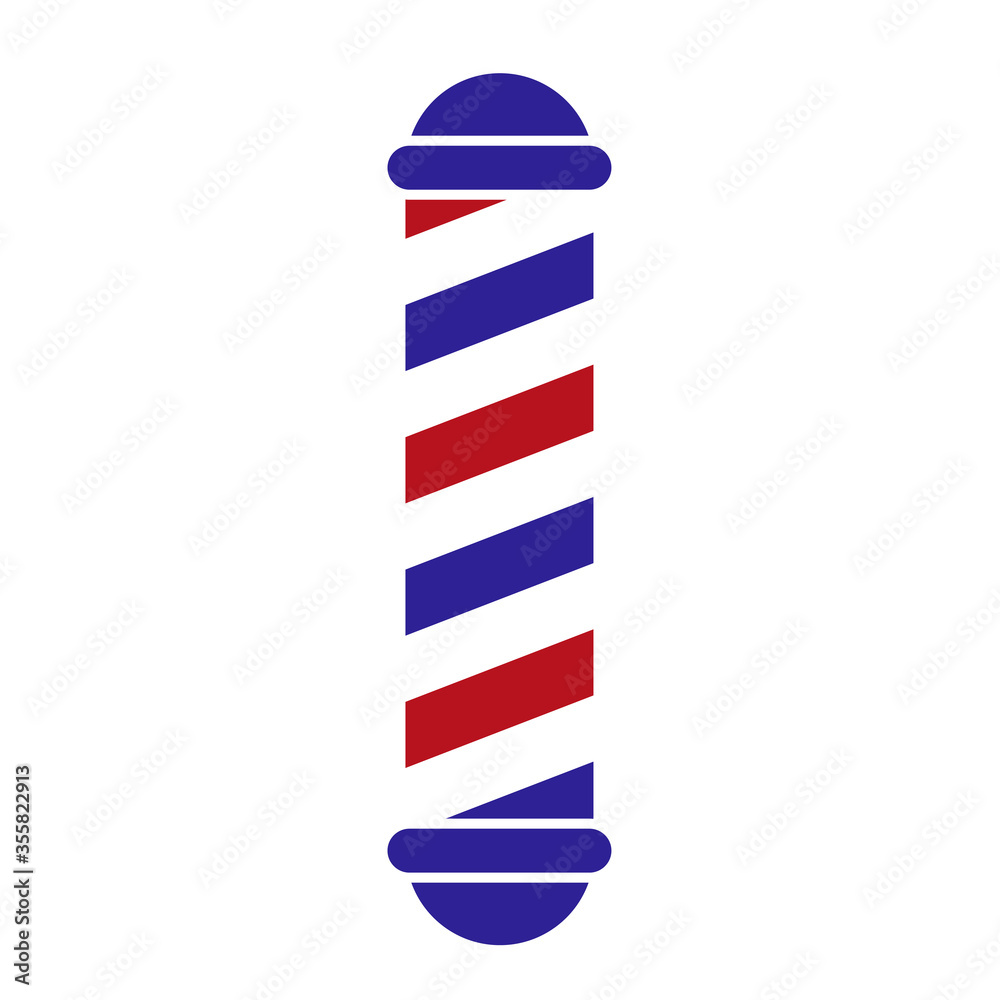 barber shop pole vector illustration. isolated black red blue on white ...