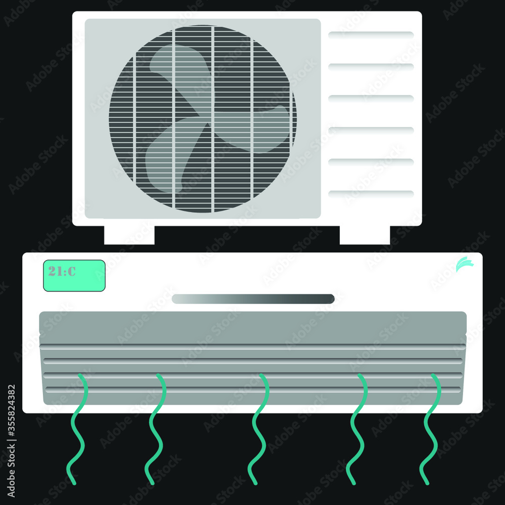 split ac with it's compressor and air flow Stock Vector | Adobe Stock