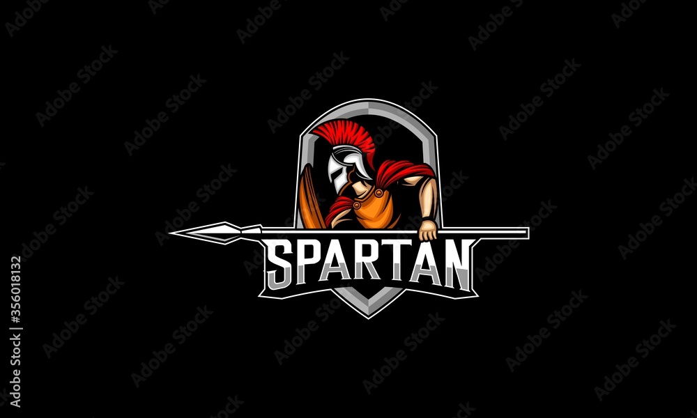 Spartan with spear weapon emblem Stock Vector | Adobe Stock