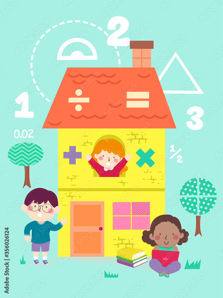 Kids Math House Illustration Stock Vector | Adobe Stock