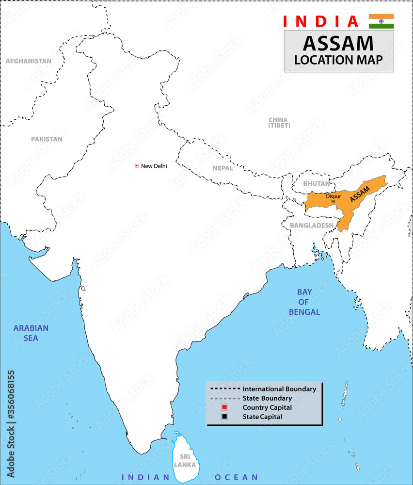 Assam map. Political and administrative map of Assam with districts ...
