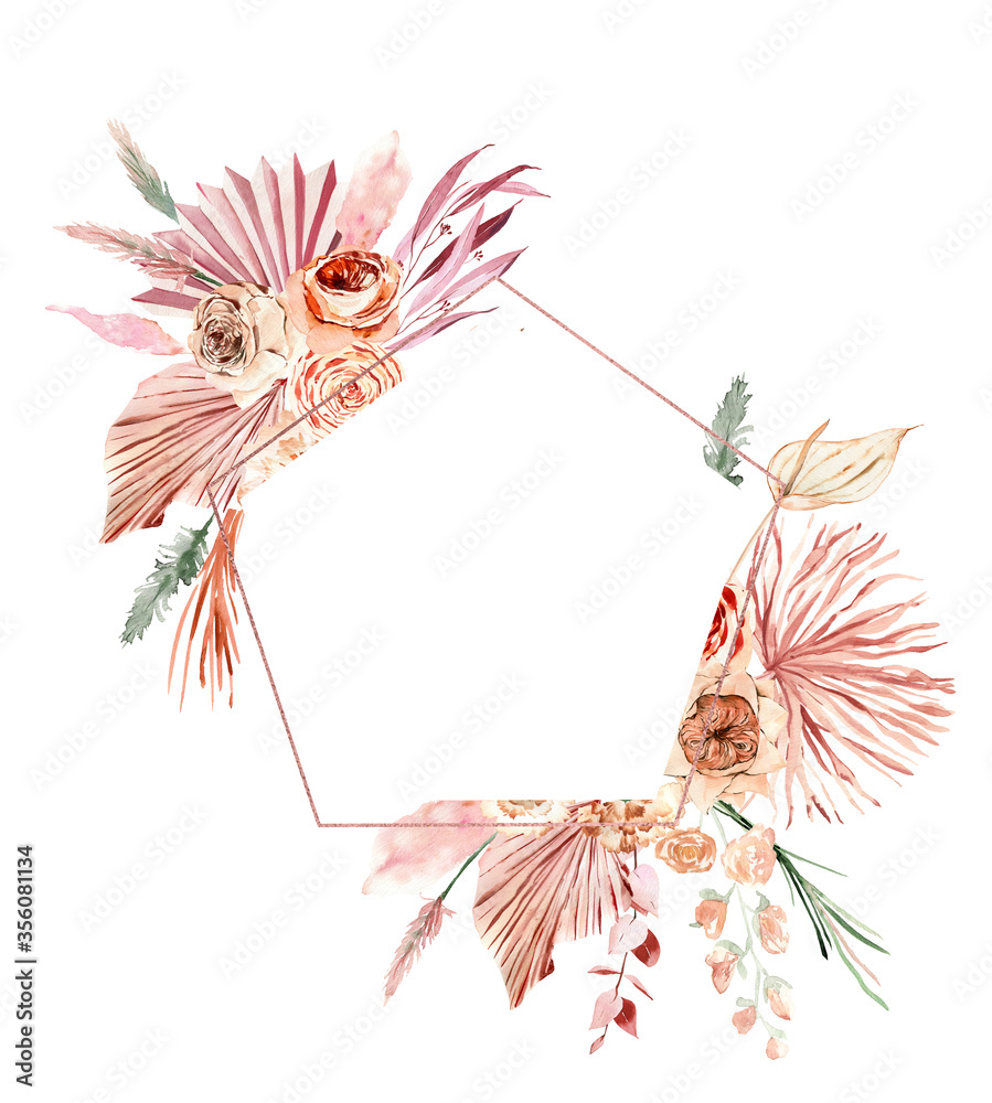 Watercolor Tropical Dried Flowers Clipart. Watercolor summer modern ...