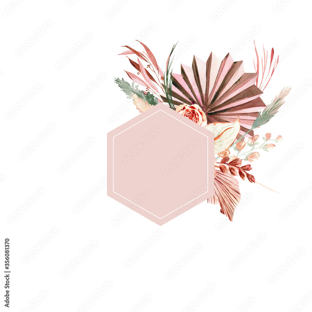 Watercolor Tropical Dried Flowers Clipart. Watercolor summer modern ...