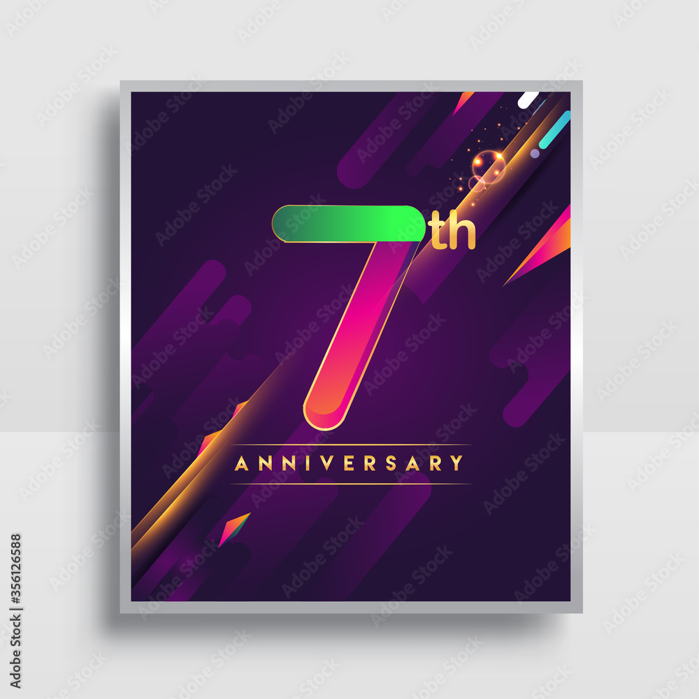 7th years anniversary logo, vector design for invitation and poster ...