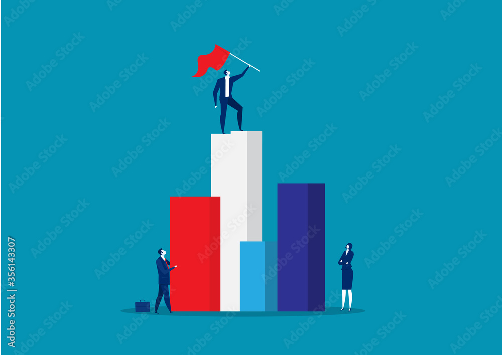 Leader Stand with Hoisted Red Flag on Top.vector illustrator. Stock ...