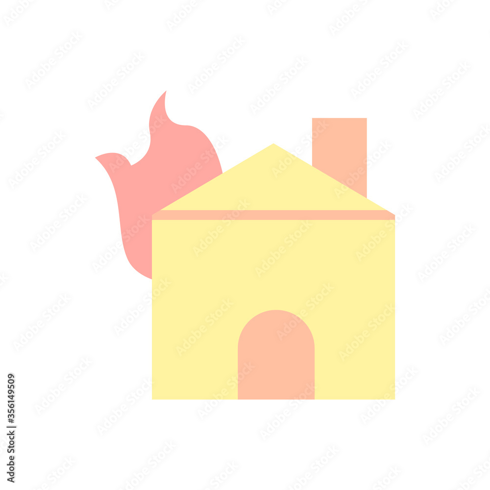 House, fire icon. Simple color vector elements of firefighters icons ...