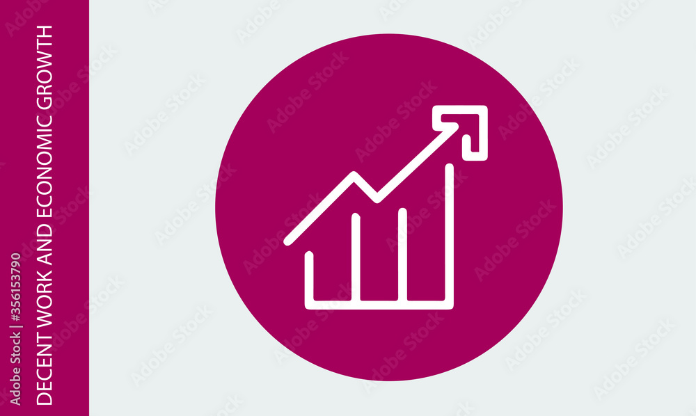 Decent Work and economic growth. Logo. Sustainable Development Goals. SDG icon. Corporate social ...