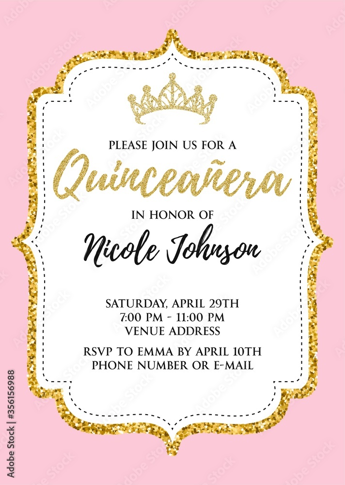Quinceañera Birthday Party for Girl 15 years vector printable ...