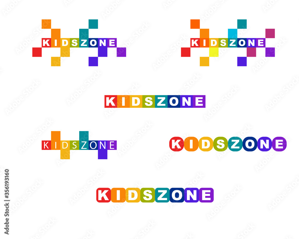 เวกเตอร์ Stock Set of vector illustrations of logos for kids zone, city ...