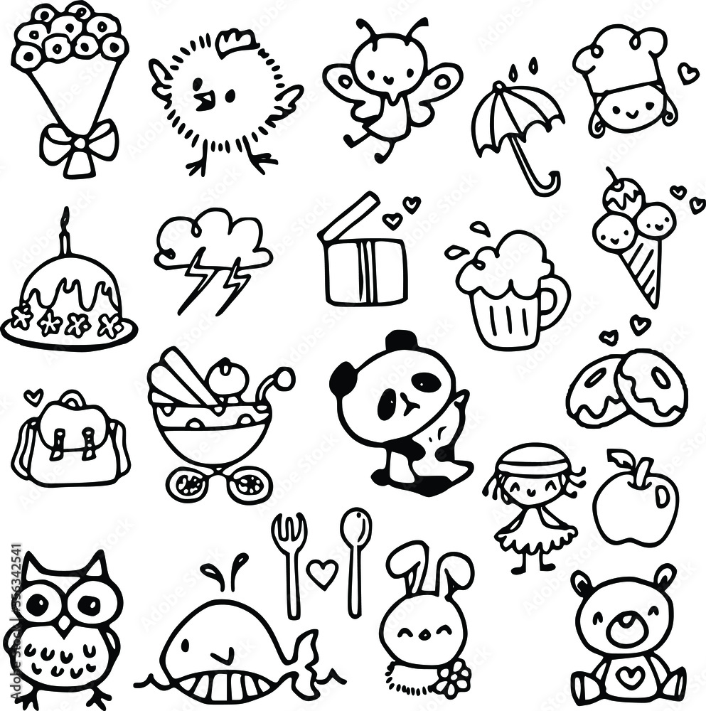 cartoon vector drawing things emoji set Stock Vector | Adobe Stock
