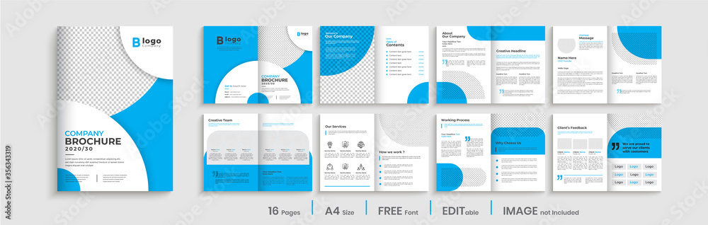 Minimal blue multipage business brochure design, professional business ...