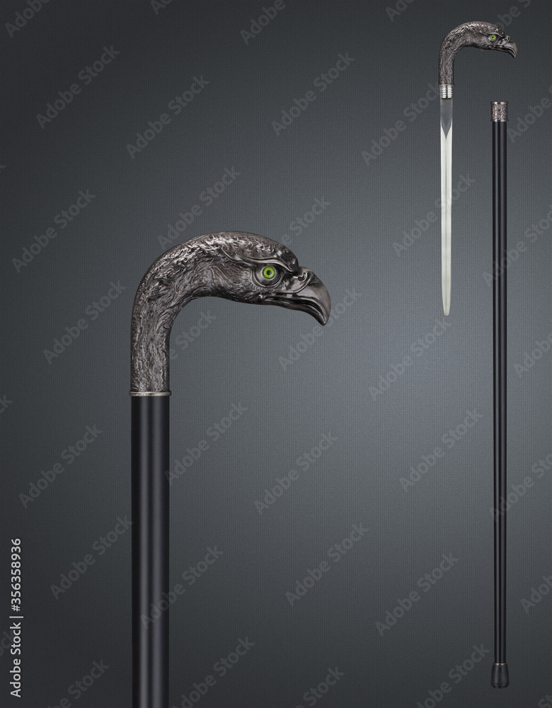 Walking sticks and crutches with hidden knife. Stock Photo | Adobe Stock