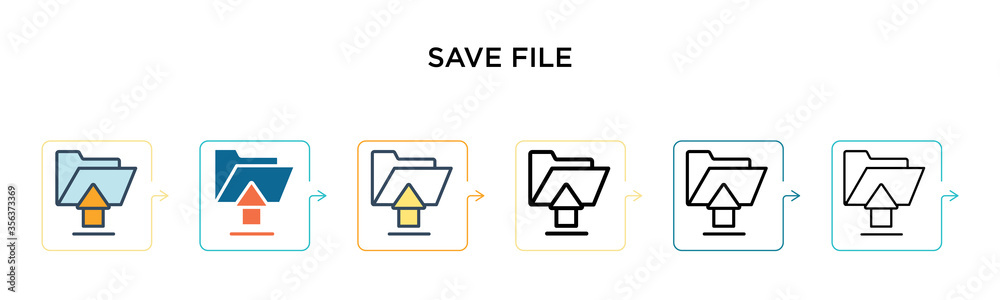 Save file vector icon in 6 different modern styles. Black, two colored ...