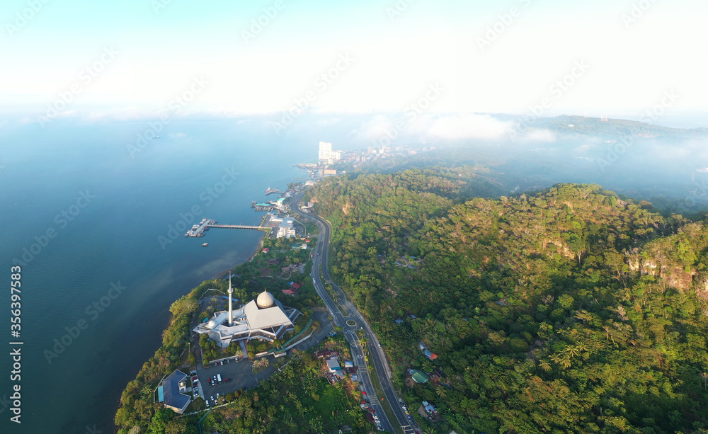 view of Sandakan at Sabah. Sandakan is a city in the Borneo of Sabah ...