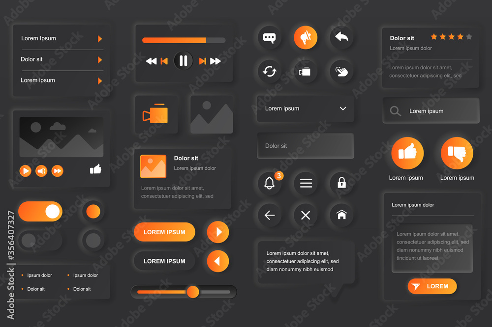 Image vectorielle Stock User interface elements for video tube mobile ...