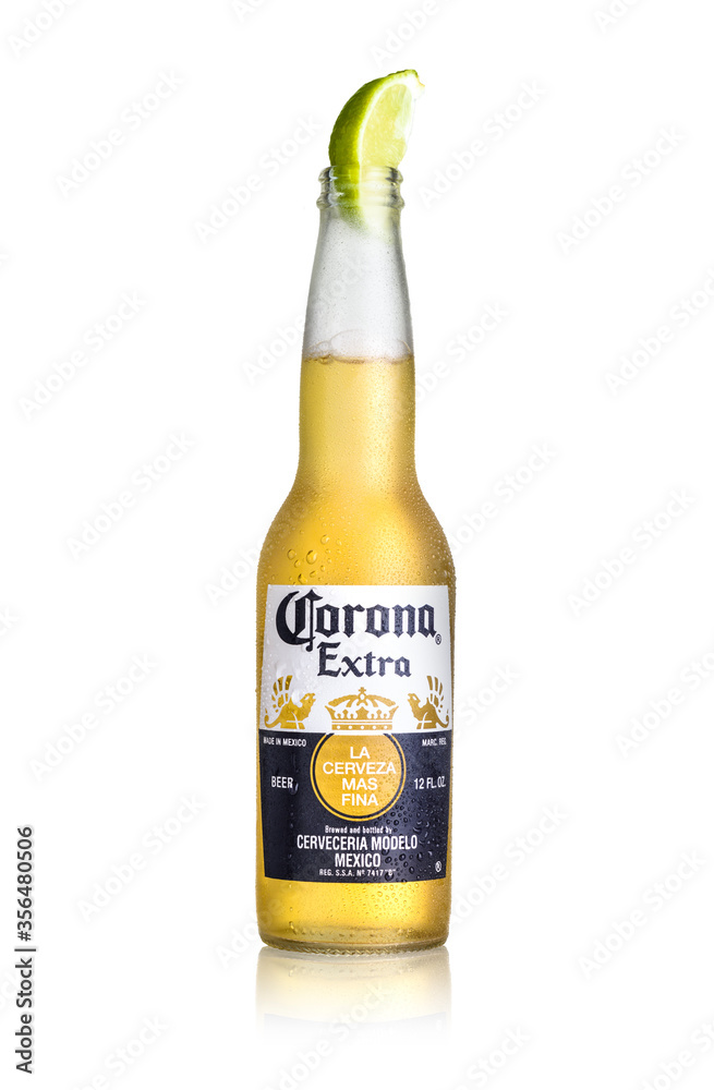 Corona Extra Beer with lime isolated on white background Stock Photo ...