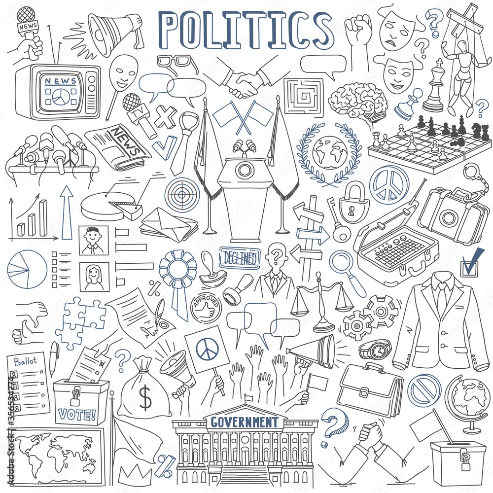 Politics vector drawings collection isolated on white background. Stock ...