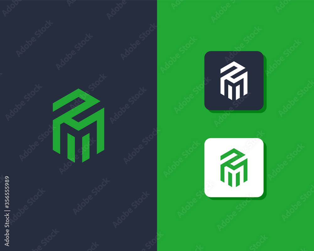 Letters R and M or RM line logo design. Linear minimal stylish emblem ...